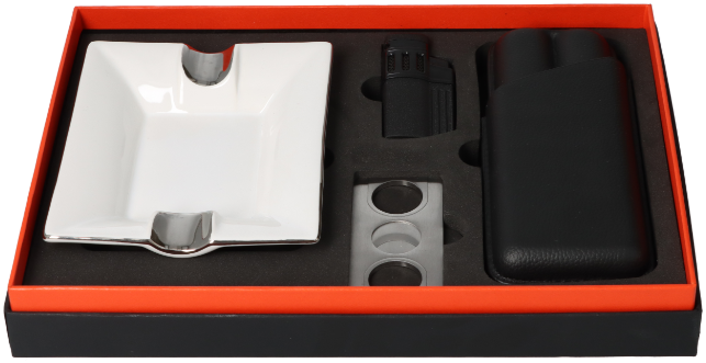 gift set Angelo Cigar set cigar case+ashtray white+cutter+lighter 4x ...