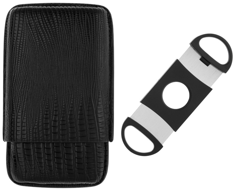 cigar case Angelo with cutter black 3 cigars | Online store